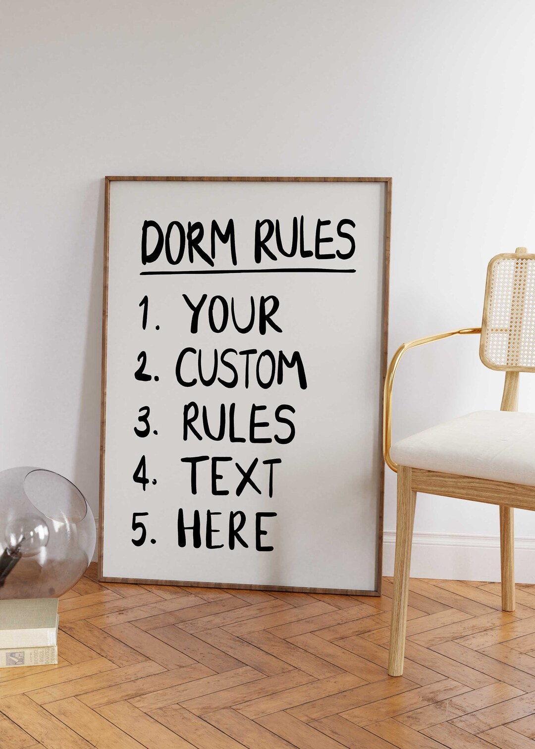 Custom Your Dorm Rules Text Poster Personalised Dorm Rules Quote Print ...