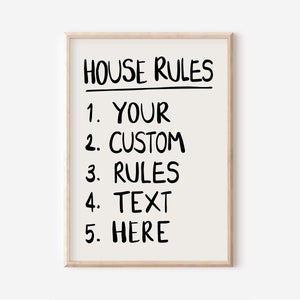 Customize House Rules Text Poster | Printable House Rules Design ...