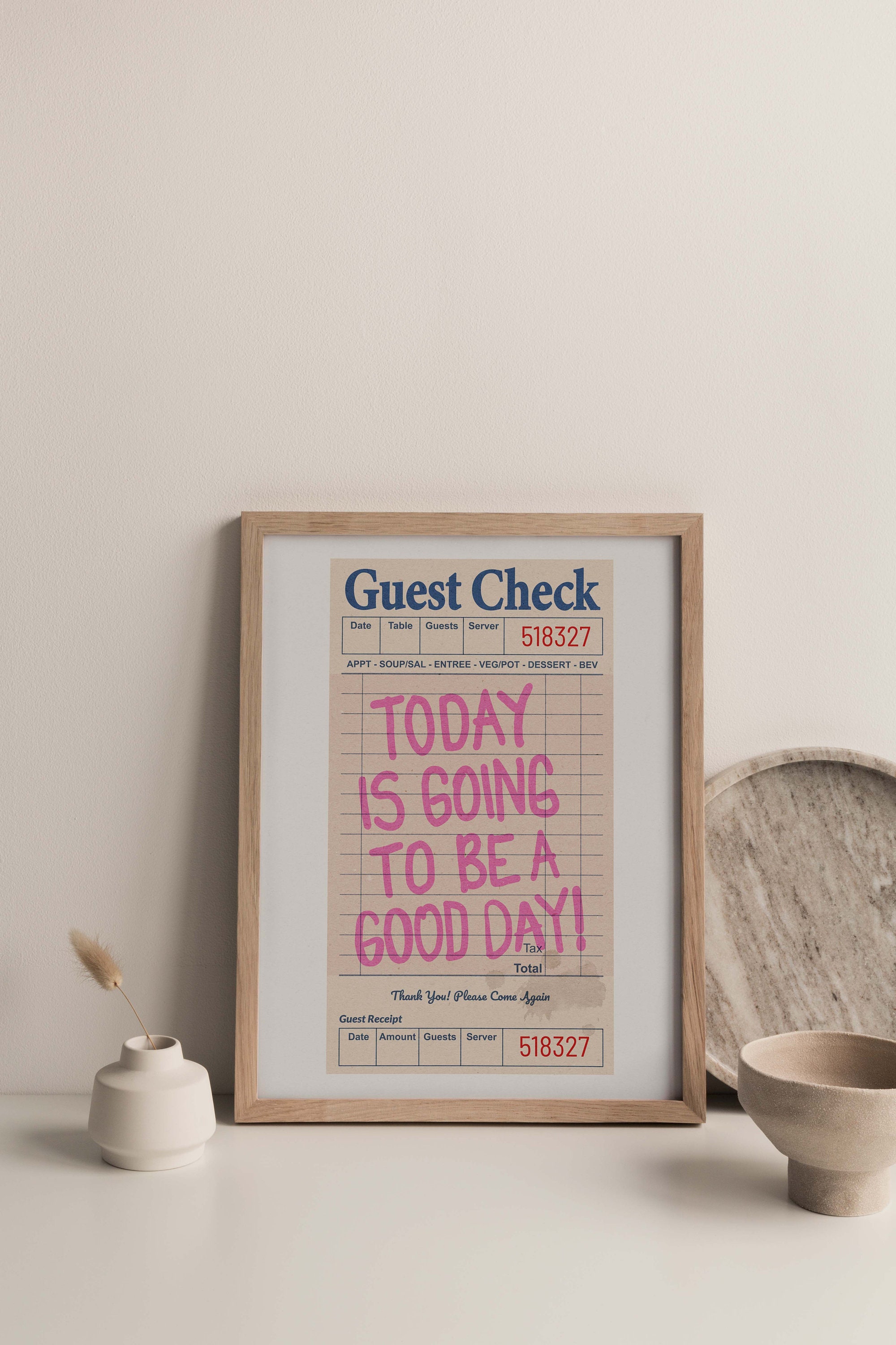 Printable Preppy Guest Check Poster, Girly Preppy College Decor, Retro ...