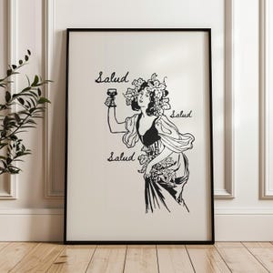 Trendy Retro Preppy Cool Poster, Bar Cart Wall Art, Salud Print ...