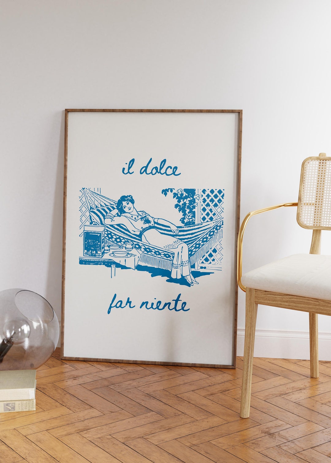 Il Dolce Far Niente Poster, Printable Retro Blue Poster, Italian Quote ...