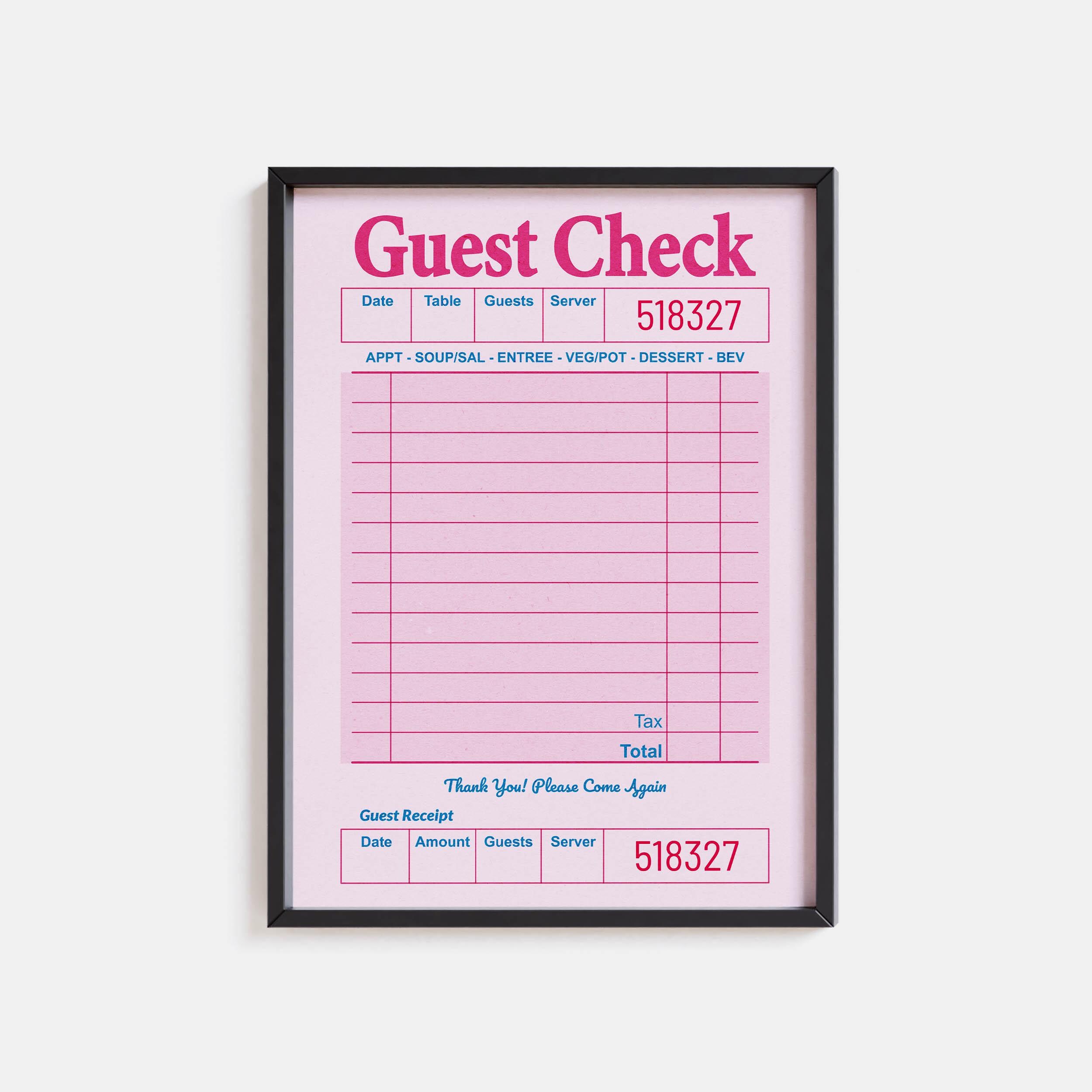 Blank Pink Guest Check Poster, Housewarming Party Guest Book ...