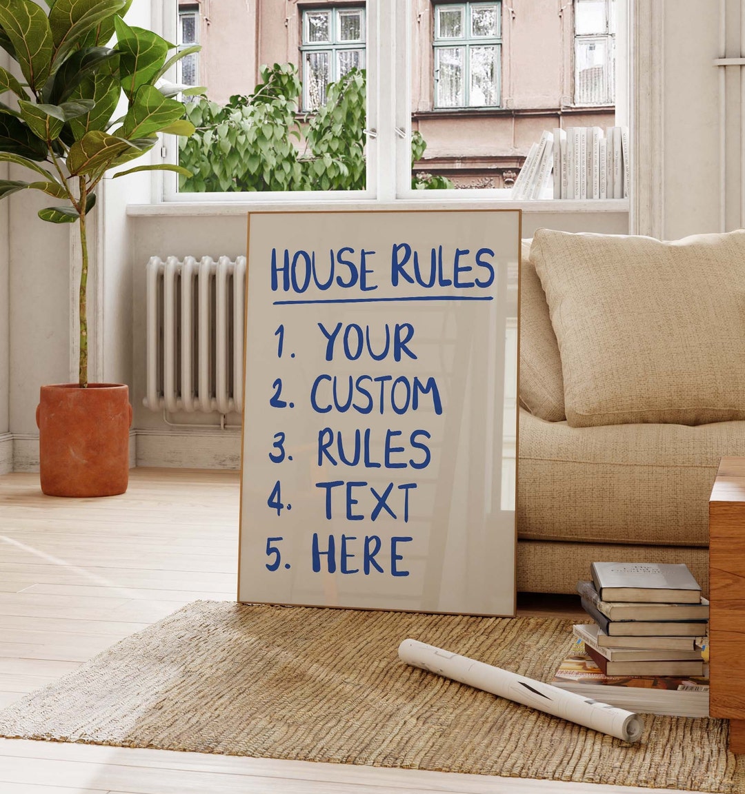 Your Custom Home Rules Text Here Customizable Handwritten Blue Print ...