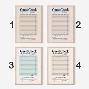 Blank Guest Check Printable Poster With Color Options, Choose Giant ...