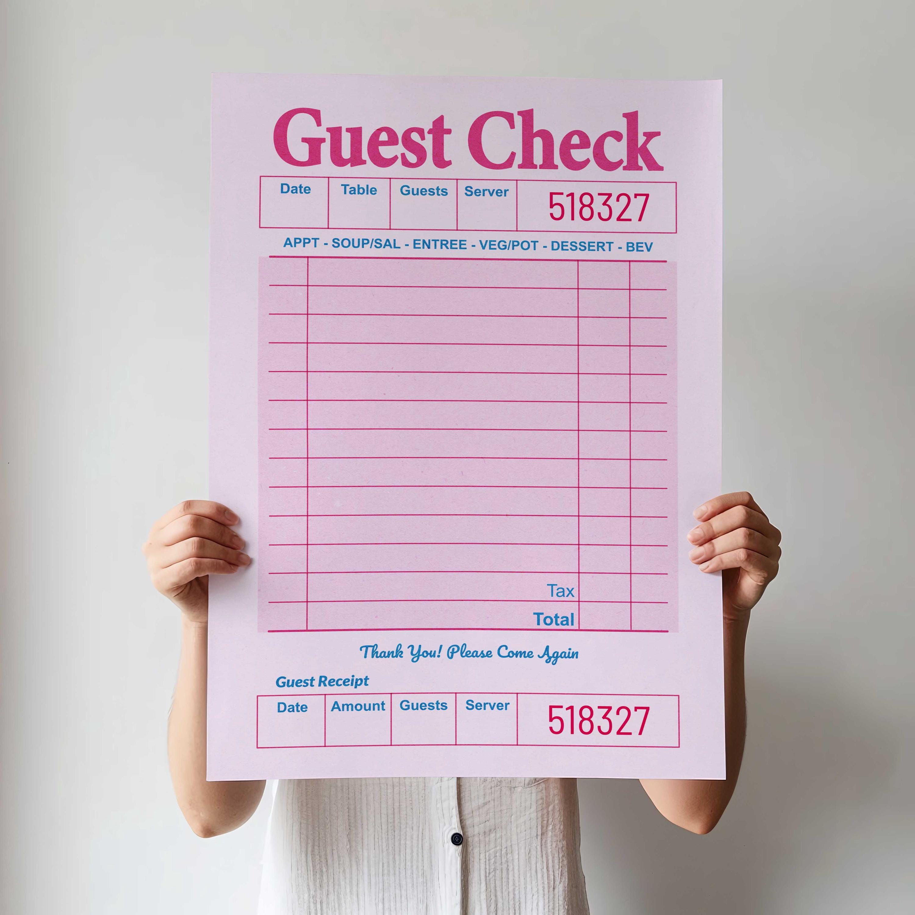 Blank Pink Guest Check Poster, Housewarming Party Guest Book ...