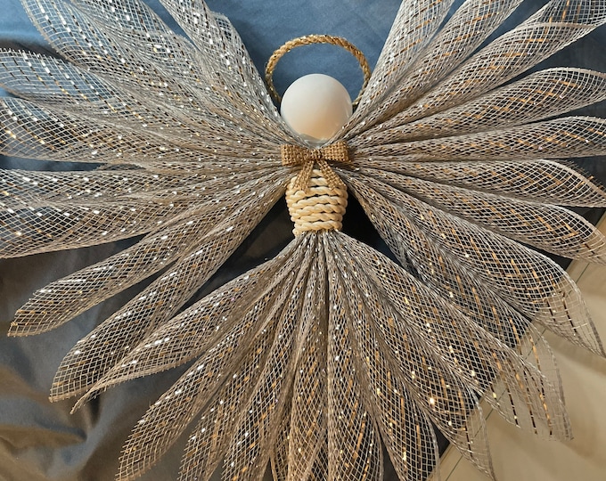 Handmade Deco Mesh Angel, Small Christmas Tree Topper - Etsy