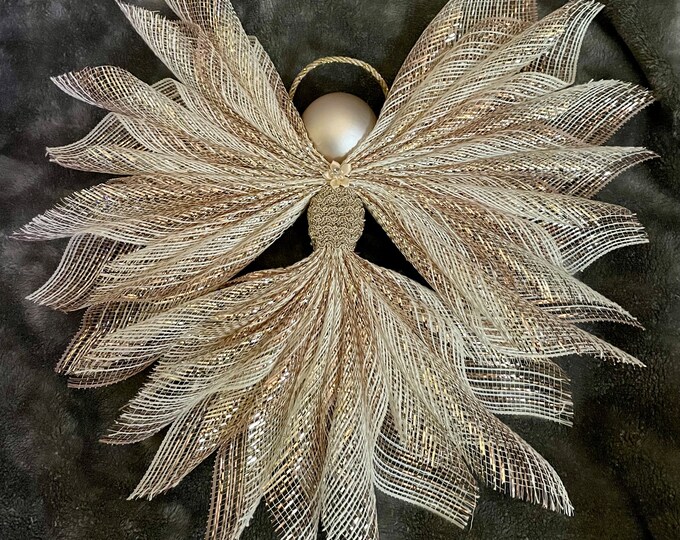 Mesh Angel, Angel Wreath, Front Door Decor, Angel Tree Topper, Guardian ...