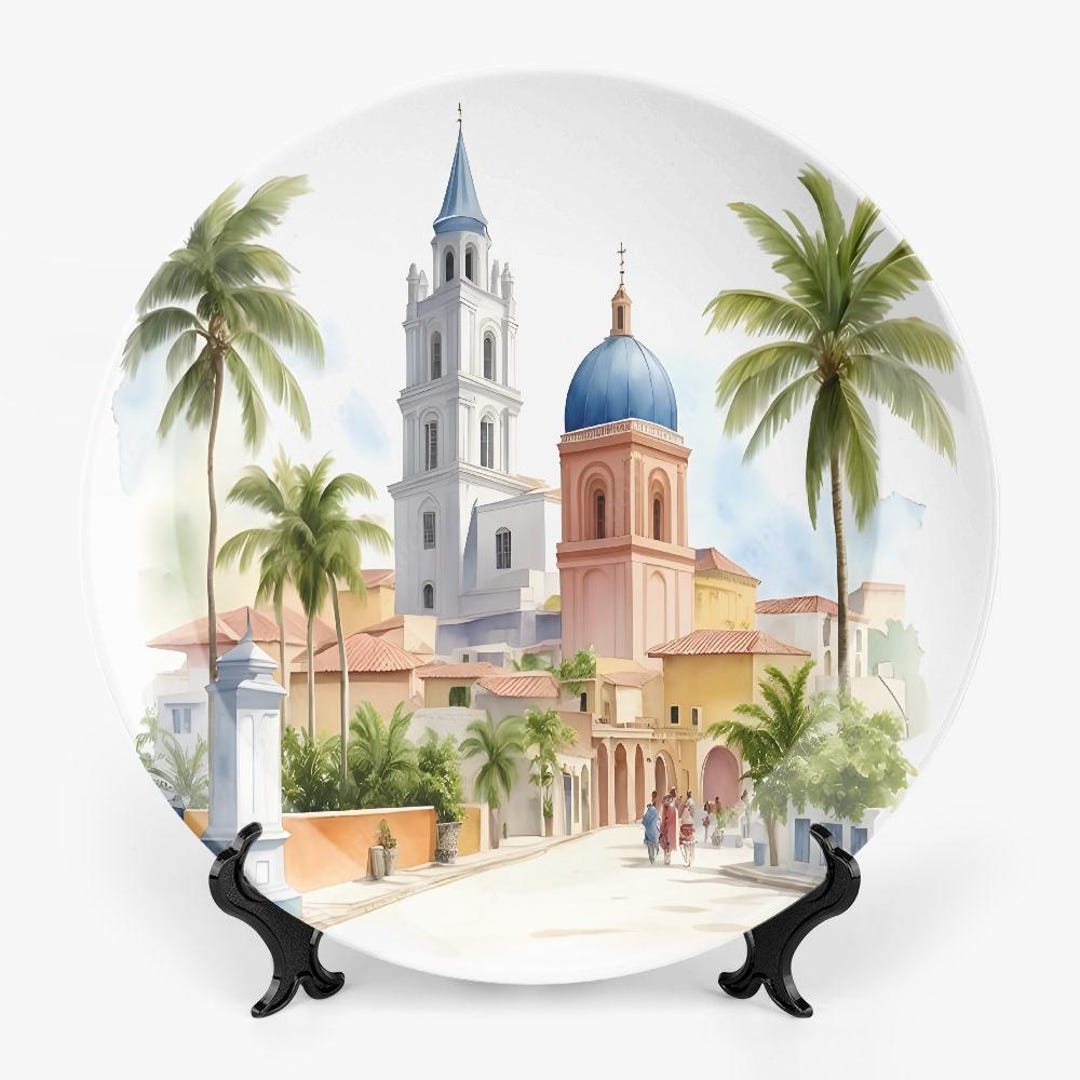 Dominican Ceramic Decorative Plates Watercolor - Caribbean Architecture ...