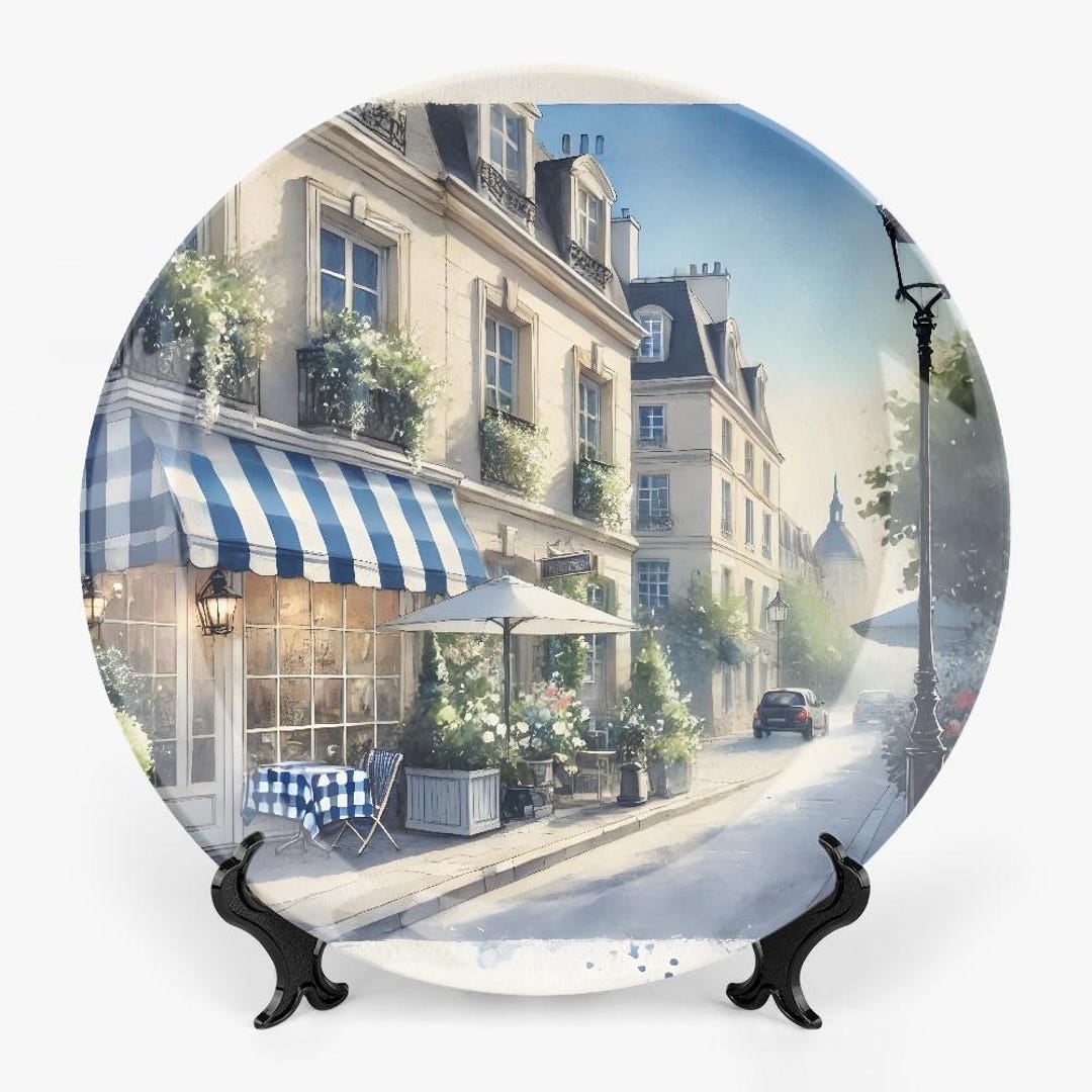 Paris Street Café Collector Plate - French Bistro Scene - French Café ...