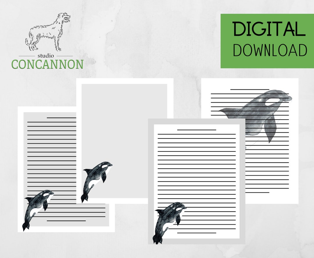 Cute Under the Sea With Whale, Orca, and Walrus | Printable Stationary ...