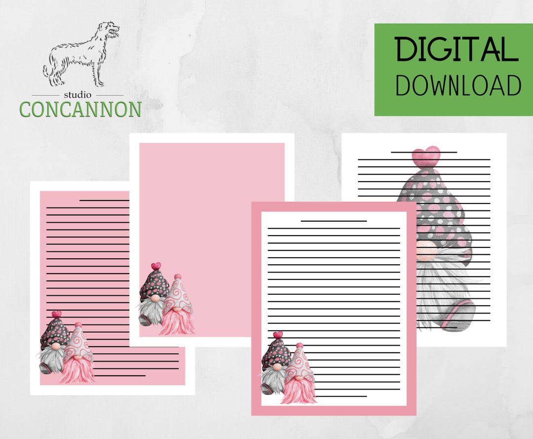 Valentines Day Gnomes Stationary Set | 16 Pages Instant Download and ...