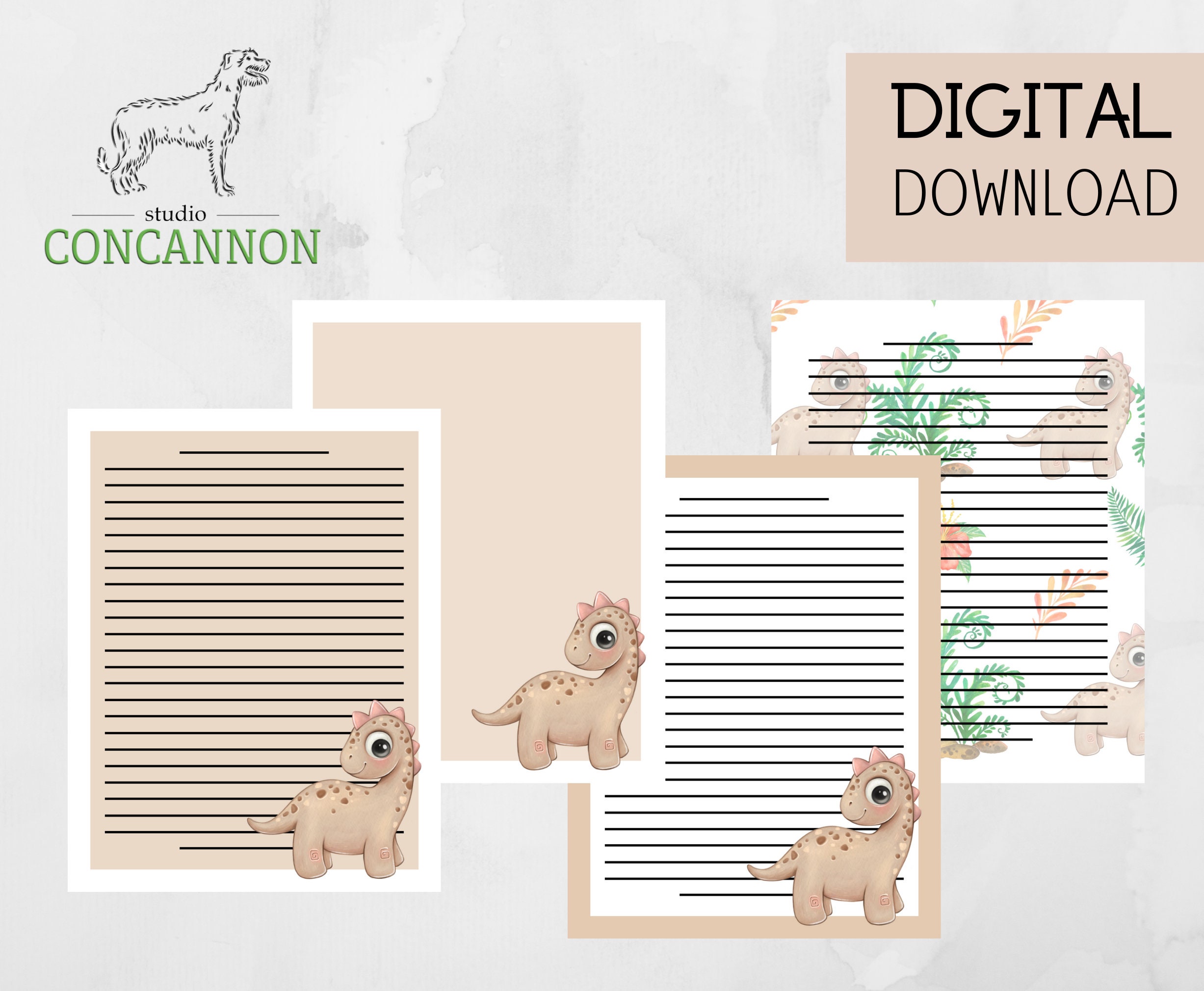 Baby Dinosaur Cartoon | Stationary Set | Cute, Kawaii, Kids Writing ...
