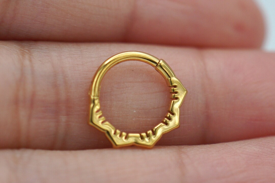 16G Gold/silver Sunflower Hinged Septum Nose Hoop, Septum Ring, Flower ...