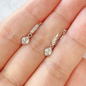 20G Sterling Silver CZ Dangle Hoop Earring, Gold/silver CZ Cartilage ...