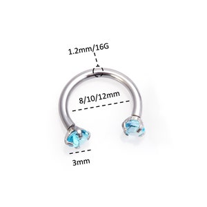 16G Shiny CZ Horseshoe Nose Ring, Silver Septum Ring, Lip Ring for ...
