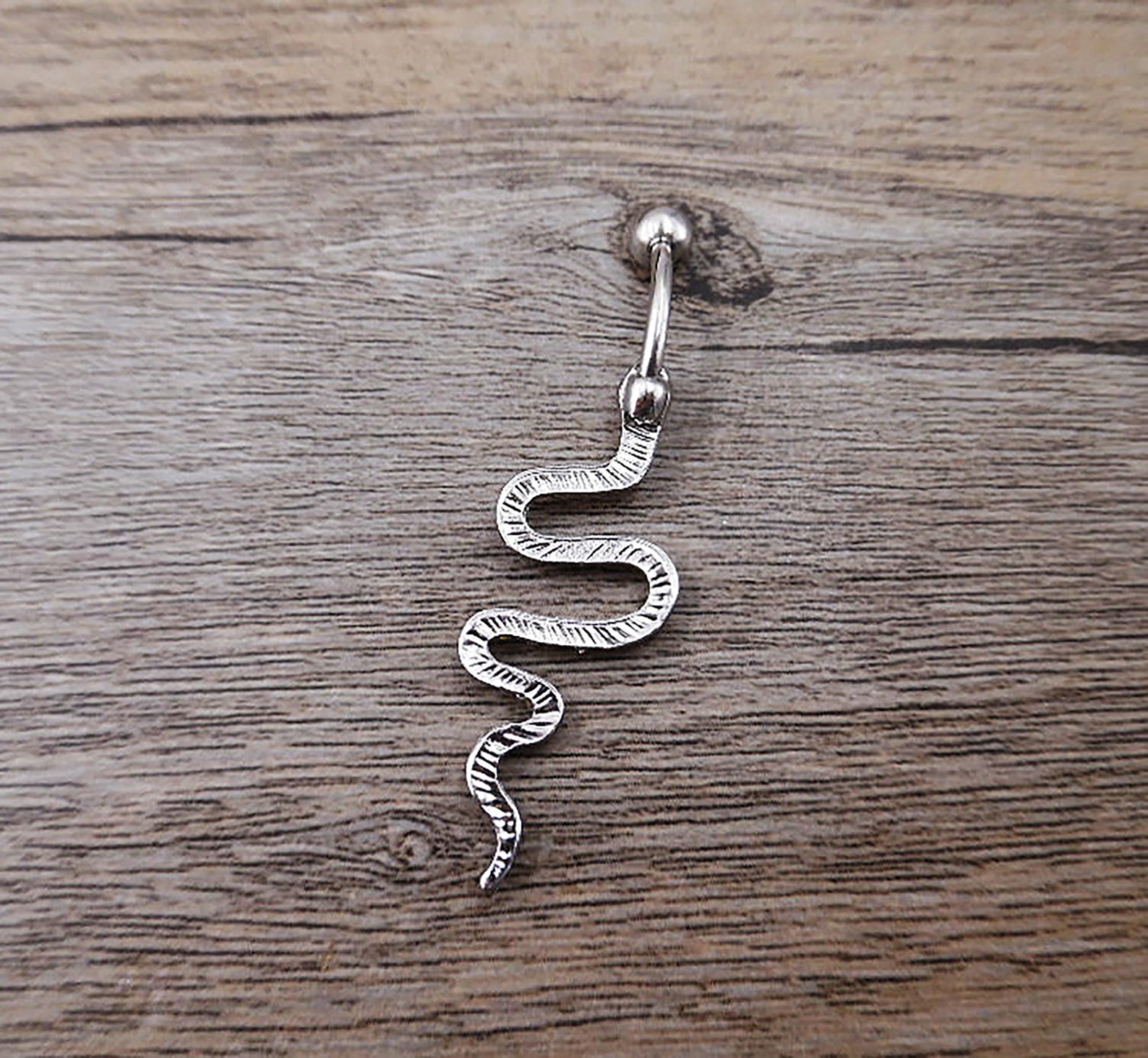 14G Shiny Zircon Snake Belly Button Ring Silver Snake Belly - Etsy