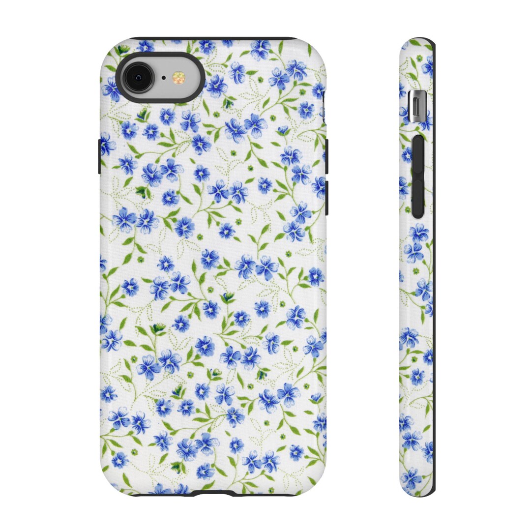 Phone Case, Bright Blue Floral Pattern, Tough Cases for Her, Girlfriend ...