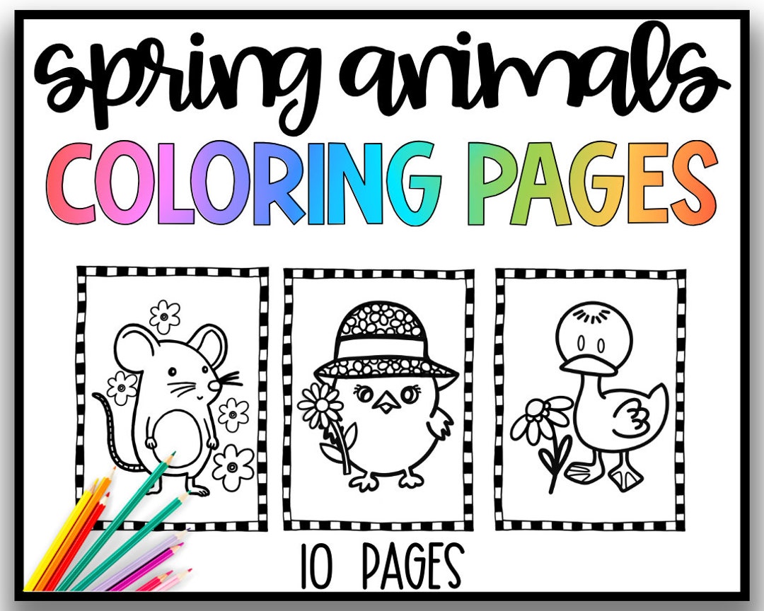 Kids Coloring, Spring Animals Coloring, Childrens Coloring, Cute Spring ...