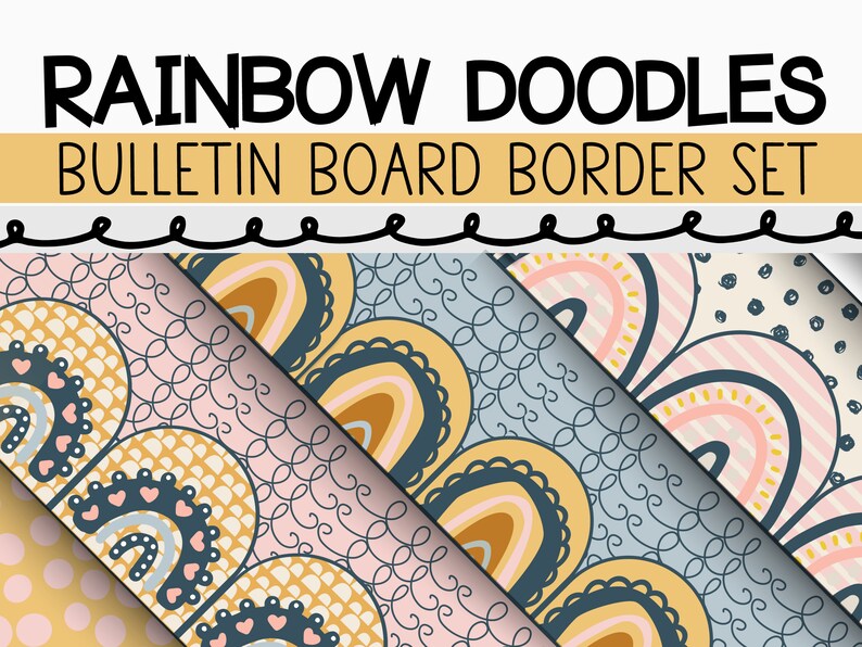 Rainbow Doodles Board Set Cute Classroom Decor Instant - Etsy