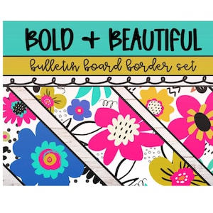 Bold and Beautiful Floral Bulletin Board Set, Cute Classroom Decor ...