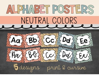 Classroom Alphabet Posters | Boho Dots | Classroom Decor - Etsy