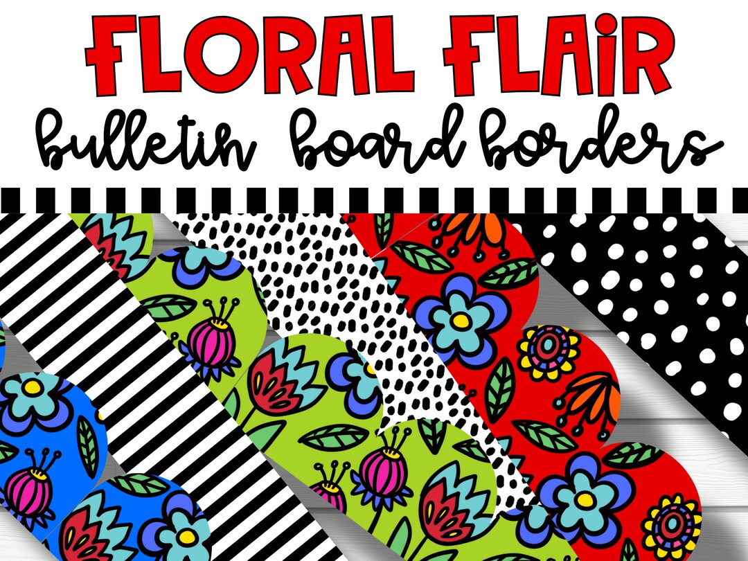 Unique Floral-themed Classroom Bulletin Board Set, Fun and Bright ...