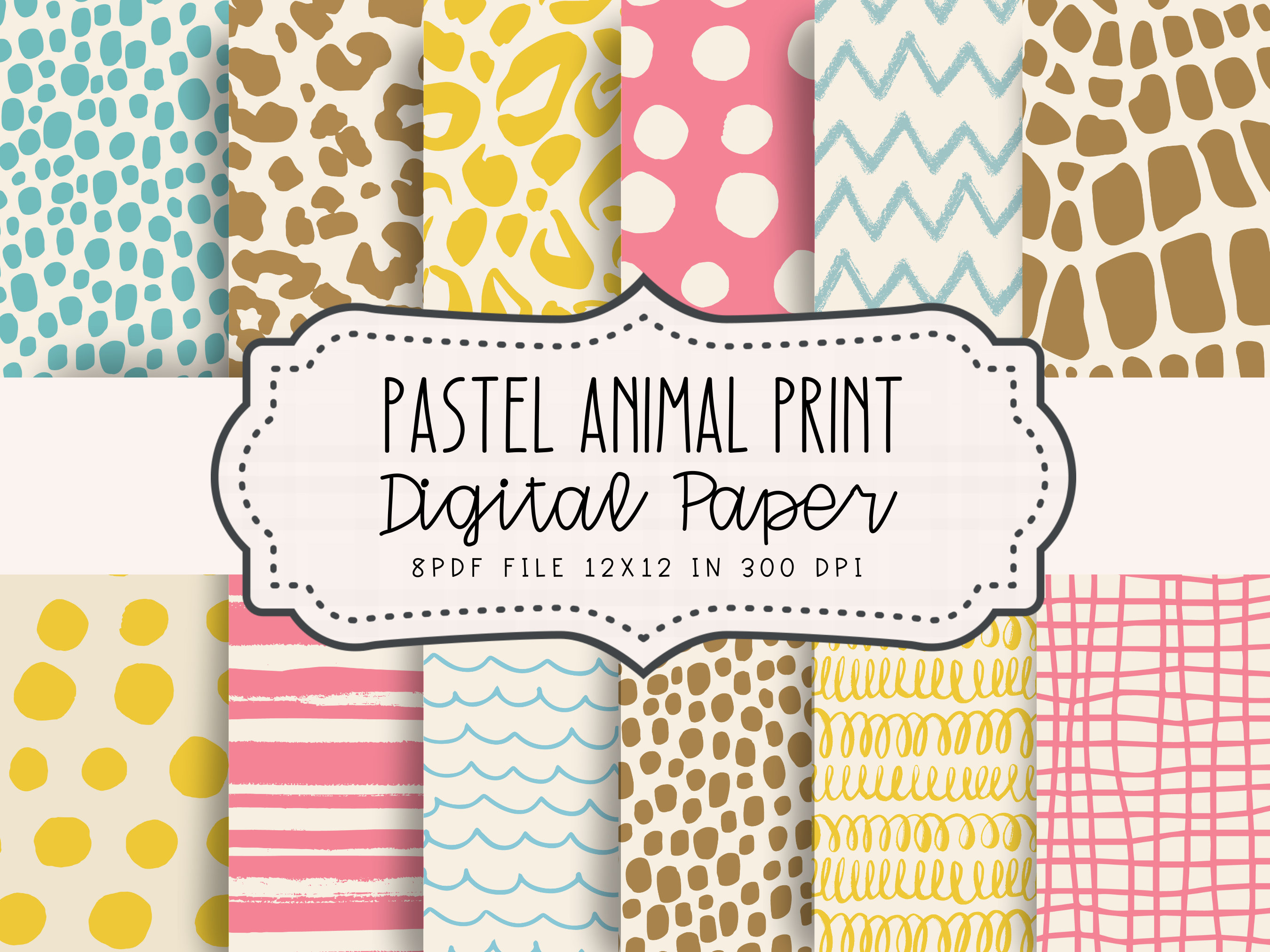 Pastel Animal Print Digital Paper Pack Animal Print Digital - Etsy
