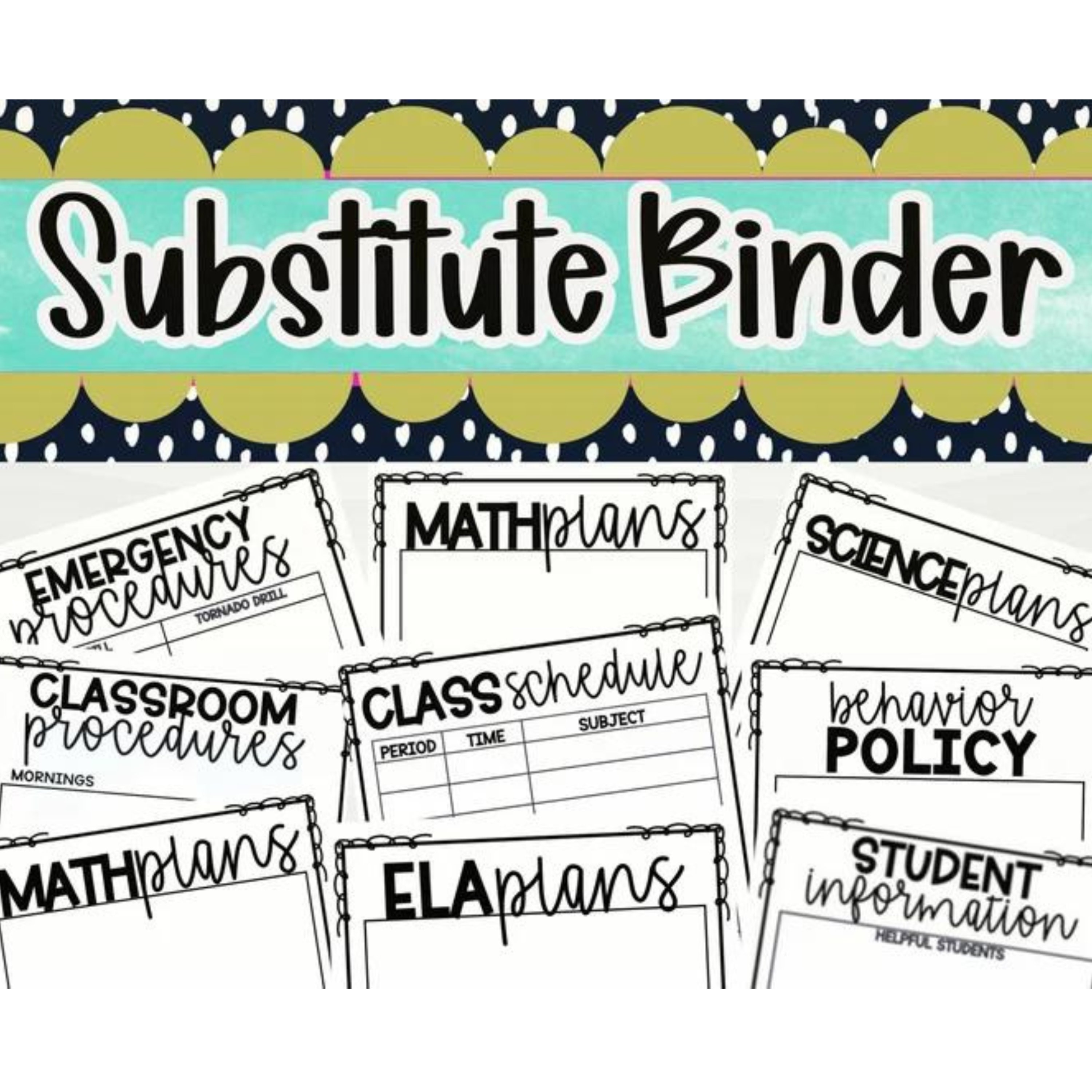 Substitute Teacher Binder, Teachertemplates, Teacher Organization ...