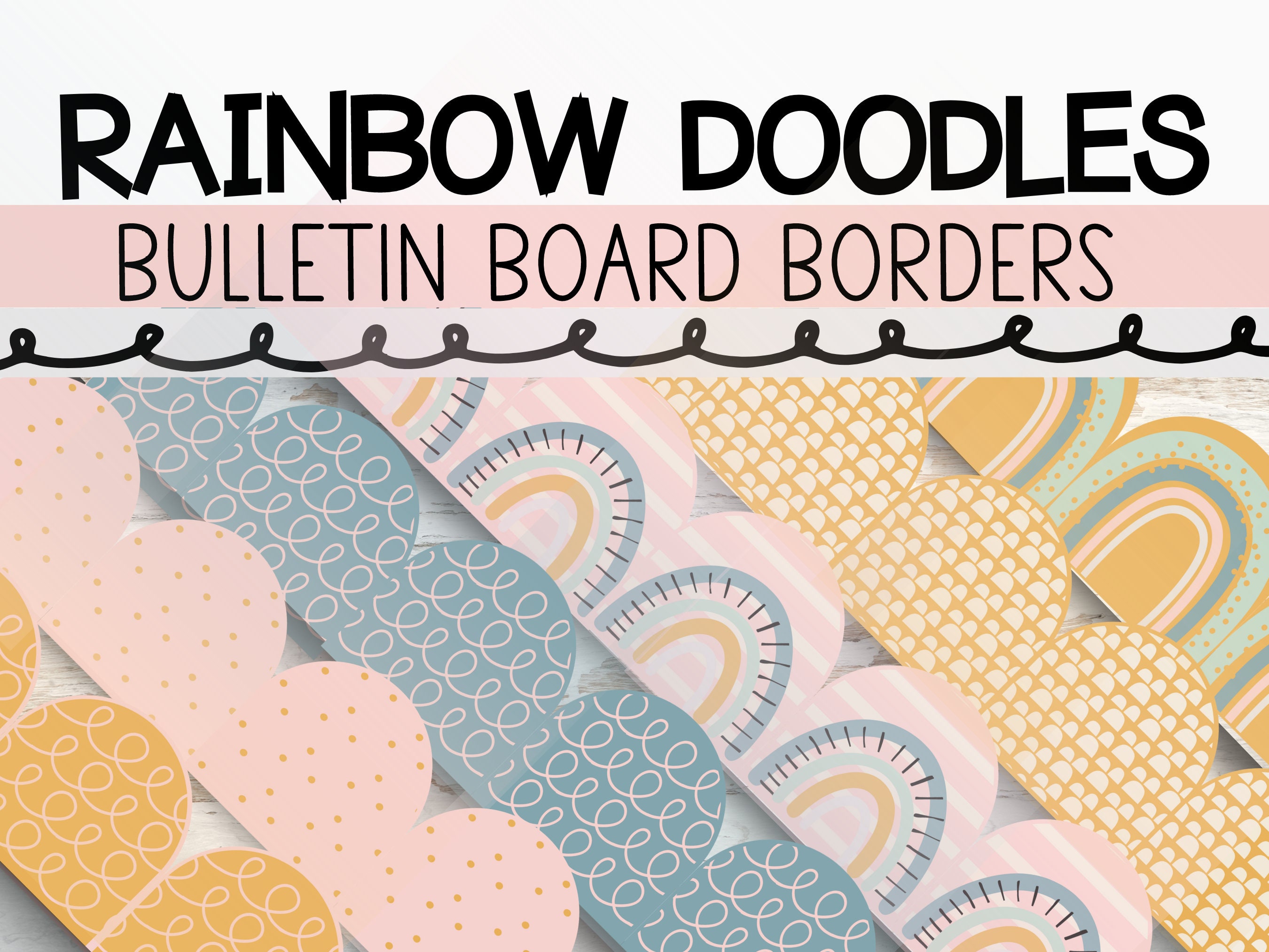 Boho Rainbow Doodles Bulletin Board Set Cute Classroom Decor - Etsy ...