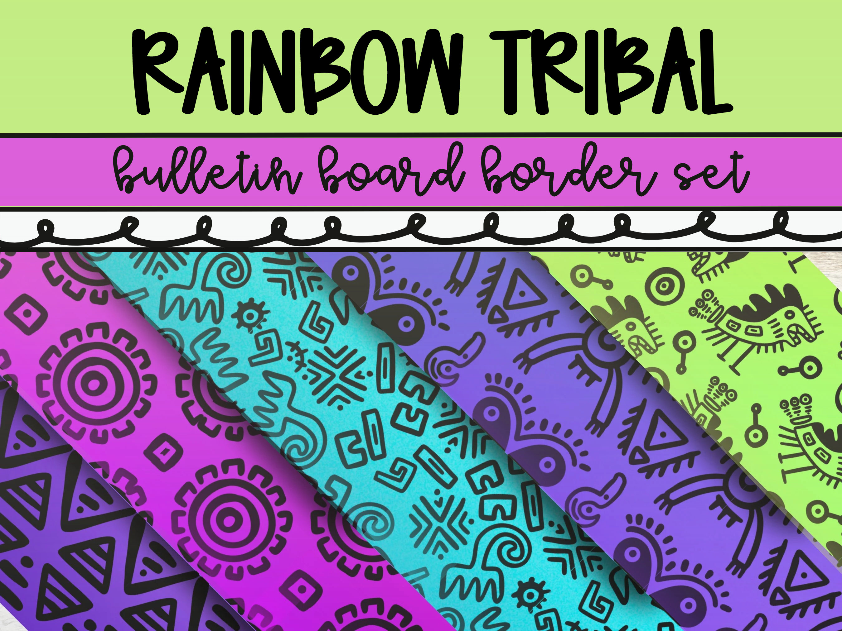 Tribal Rainbow Bulletin Board Set, Cute Classroom Decor, Instant ...