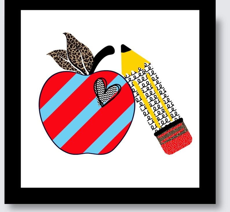 Apple and Pencil Clipart, Back to School Teacher and Classroom Digital ...