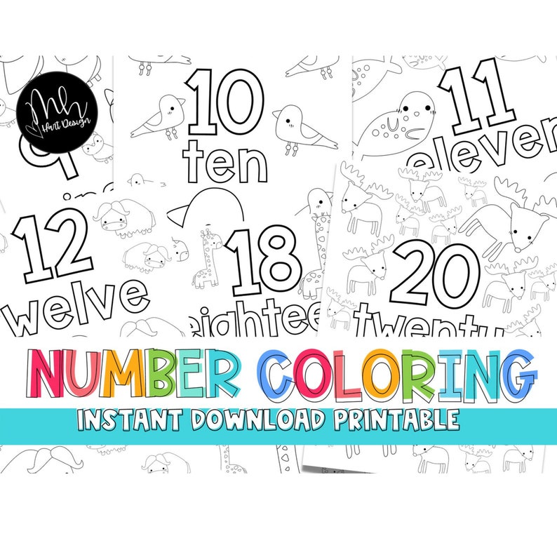 20 Printable Numbers Coloring Pages, Instant Download, Preschool ...