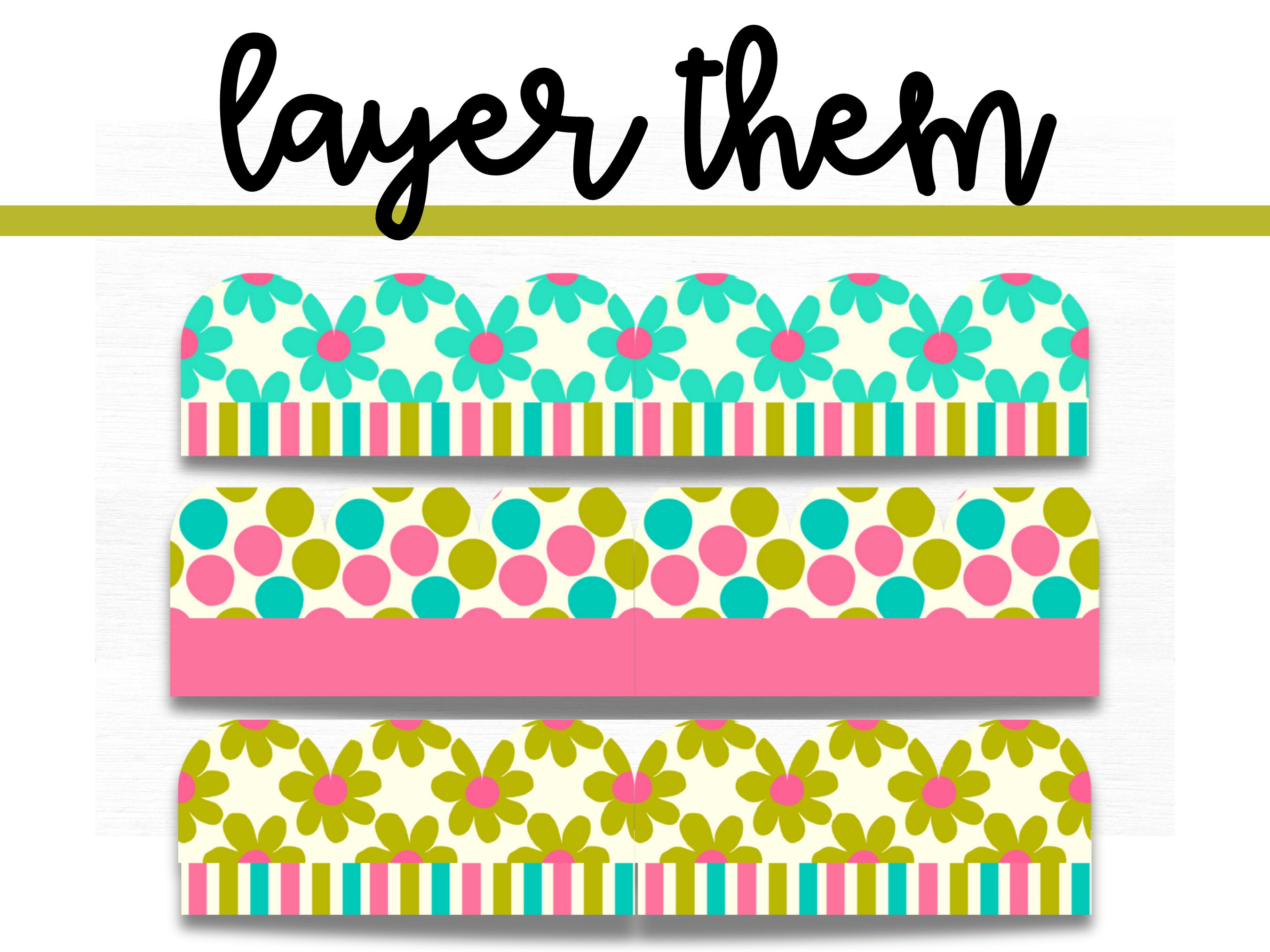 Petal Pop Printable Bulletin Board Borders Fun and Colorful Classroom ...