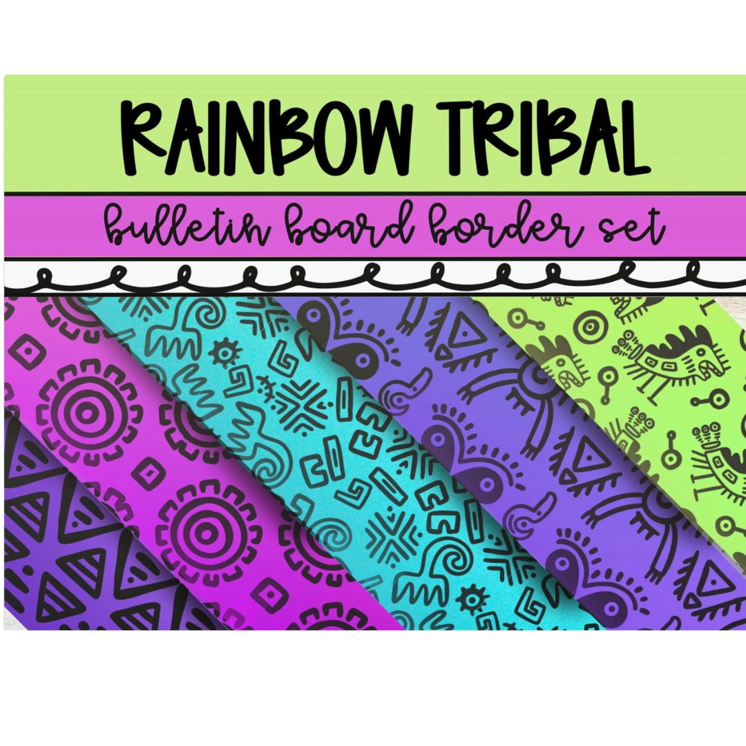 Tribal Rainbow Bulletin Board Set, Cute Classroom Decor, Instant ...