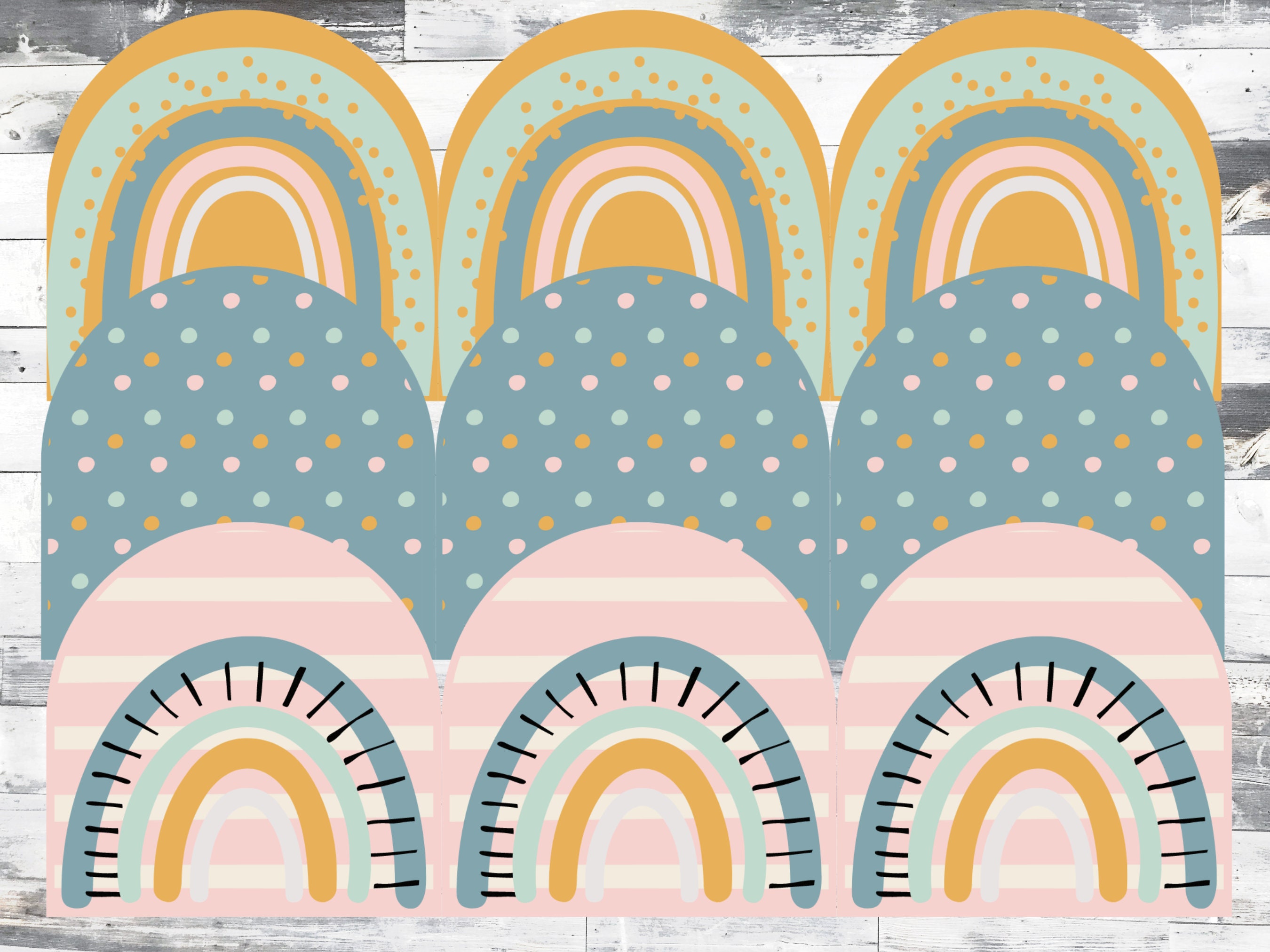 Boho Rainbow Doodles Bulletin Board Set, Cute Classroom Decor, Instant ...