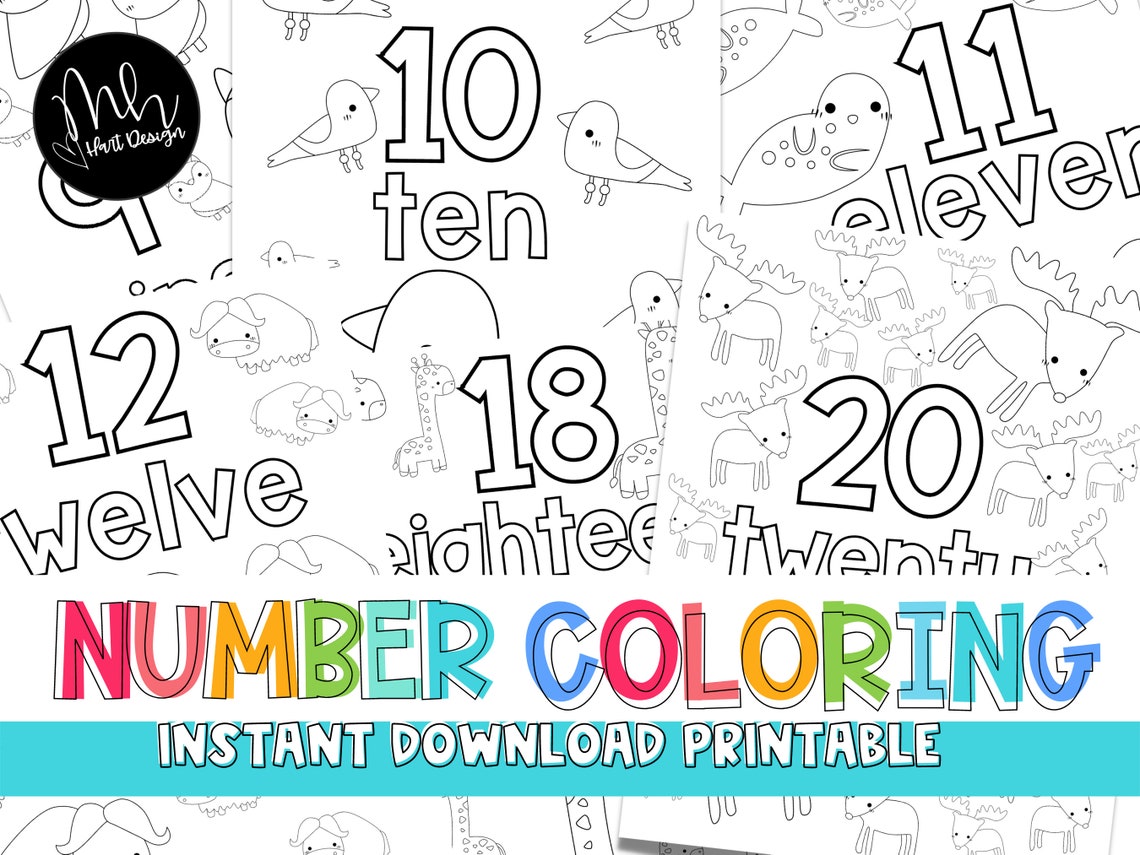20 Printable Numbers Coloring Pages Instant Download - Etsy