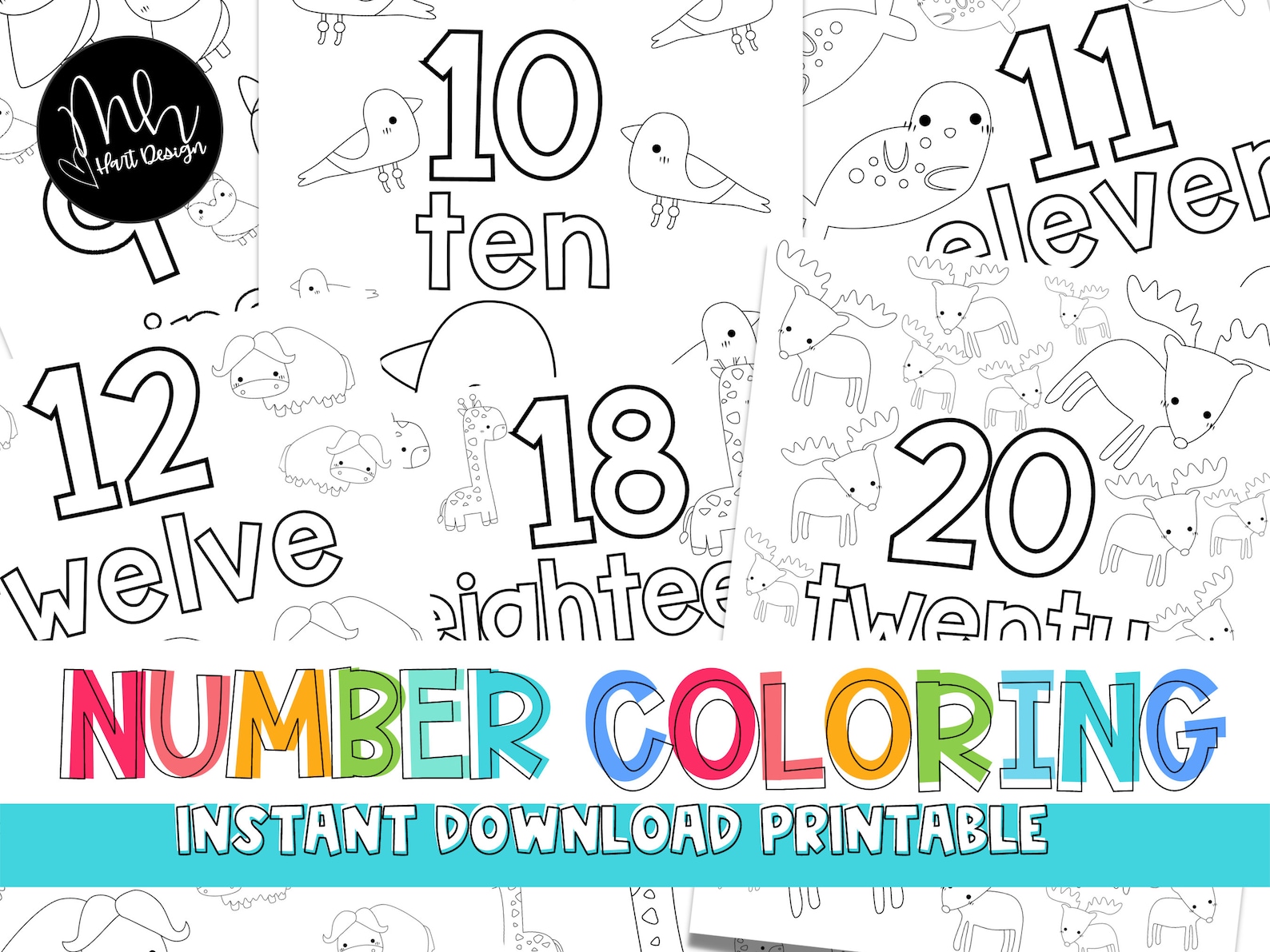 20 Printable Numbers Coloring Pages Instant Download - Etsy