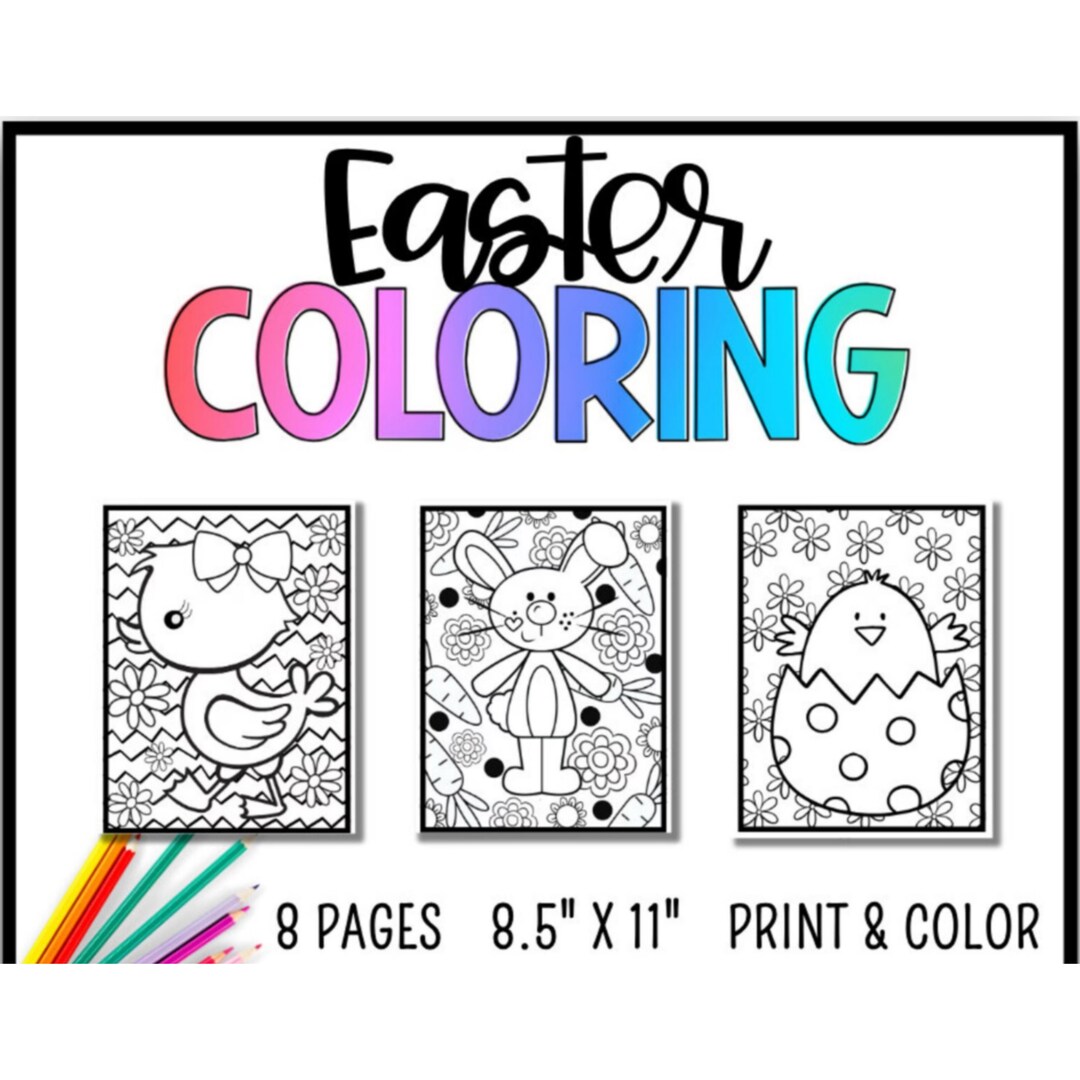 Easter Coloring Pages Bundle for Adults and Children, Spring-themed ...