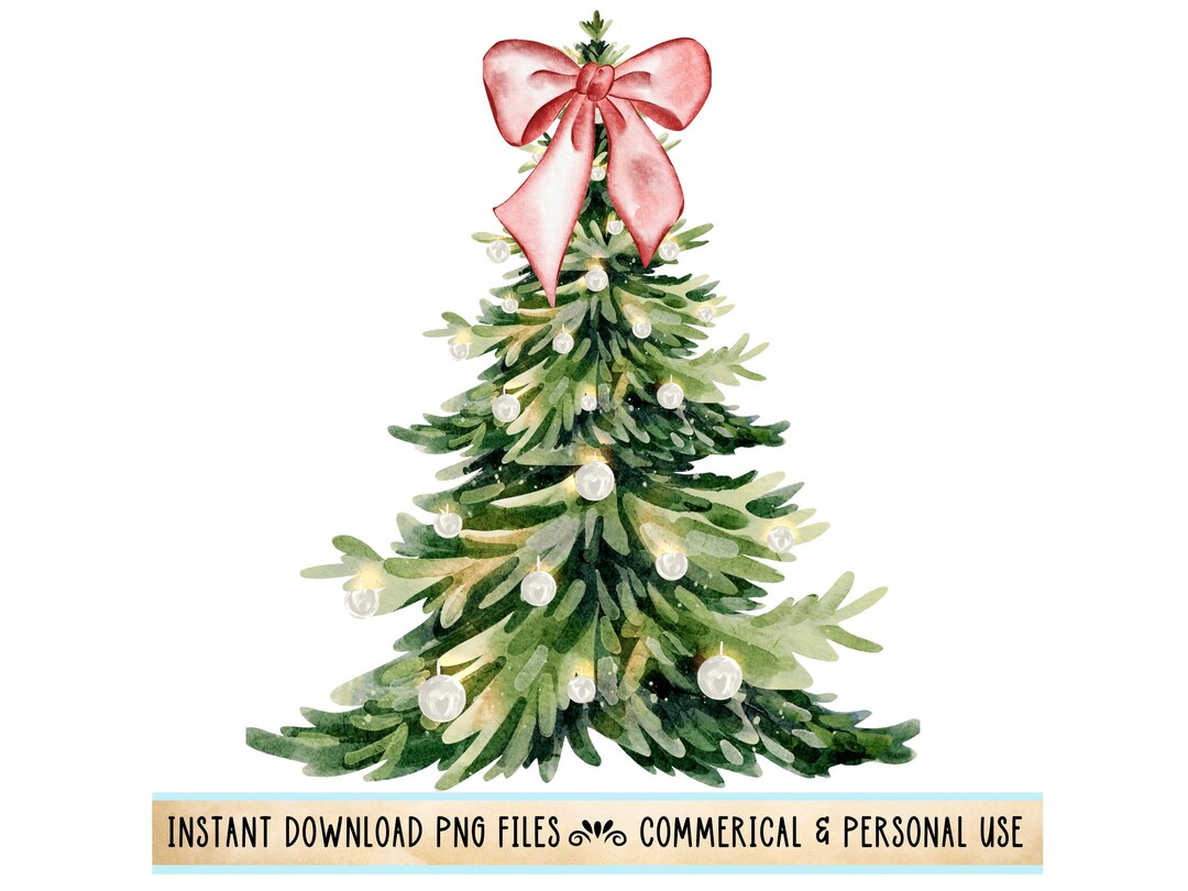 Watercolor Christmas Tree PNG Clipart | Instant Download | Commercial ...