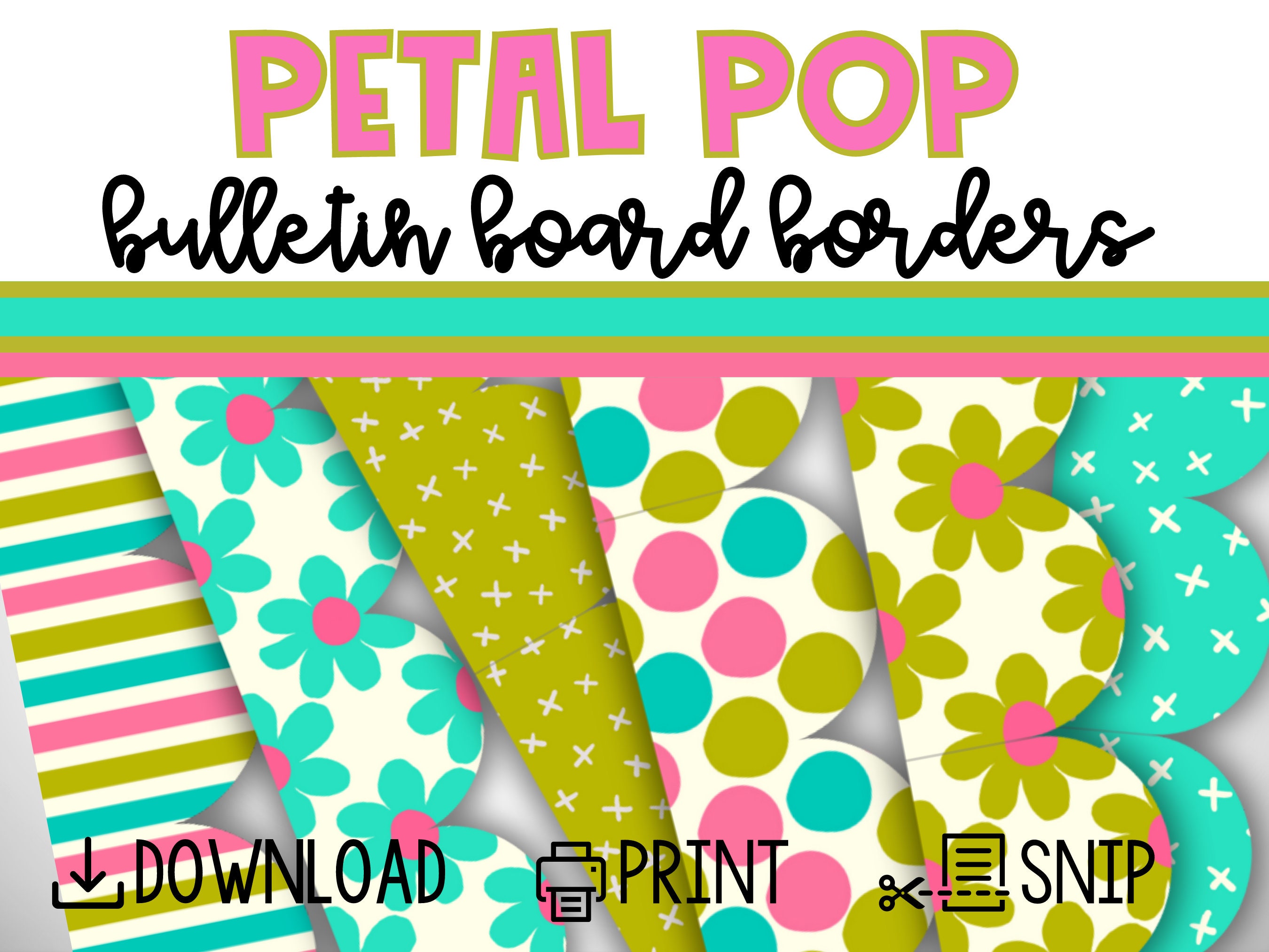 Petal Pop Printable Bulletin Board Borders Fun and Colorful Classroom ...