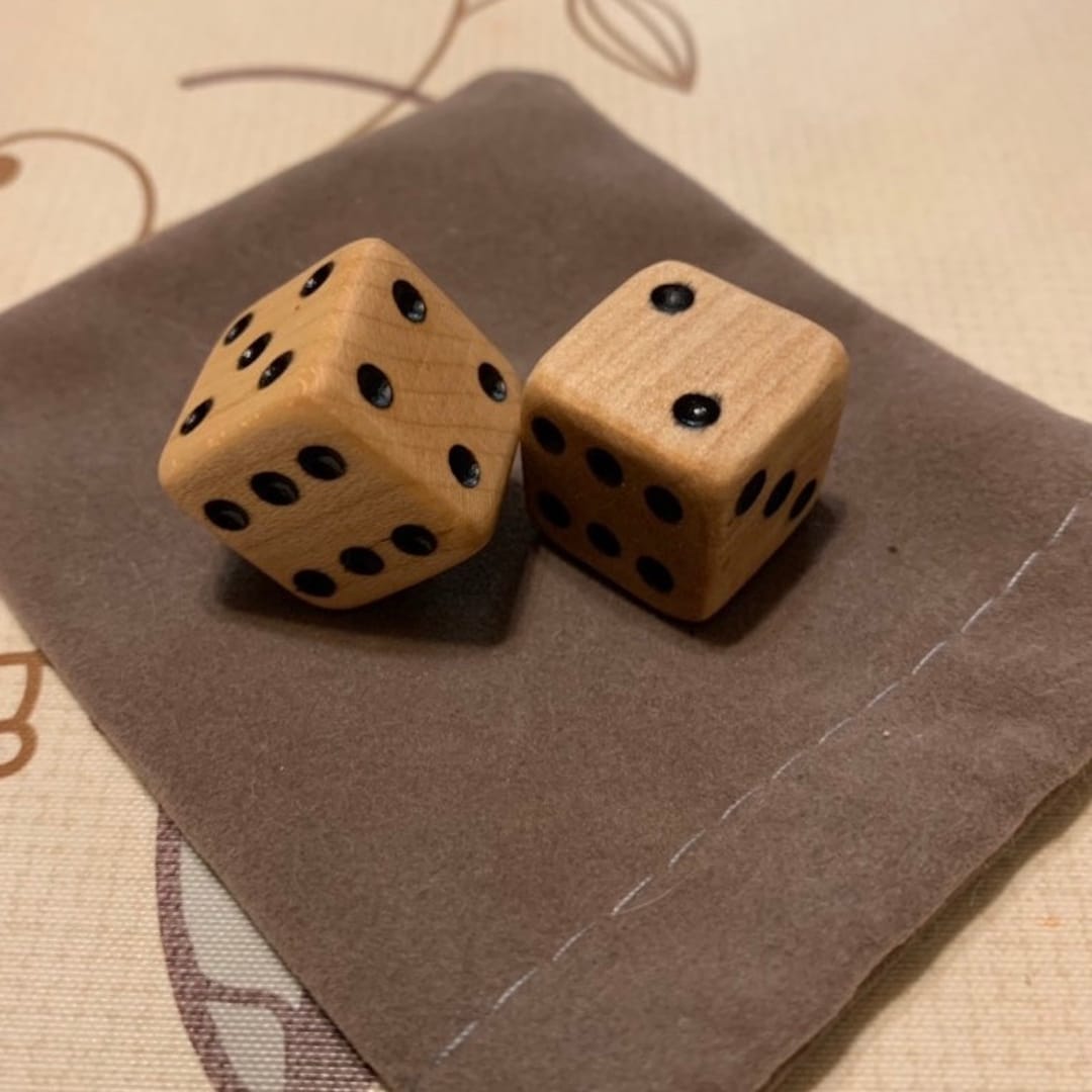 Maple Wood Dice Set - Burned Pips W/ Natural Finish, 3/4 Inch, Pouch ...