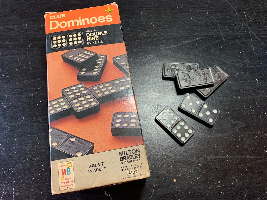 Club Dominoes by Milton Bradley, 1970 - Double Nine, 55 Pieces ...