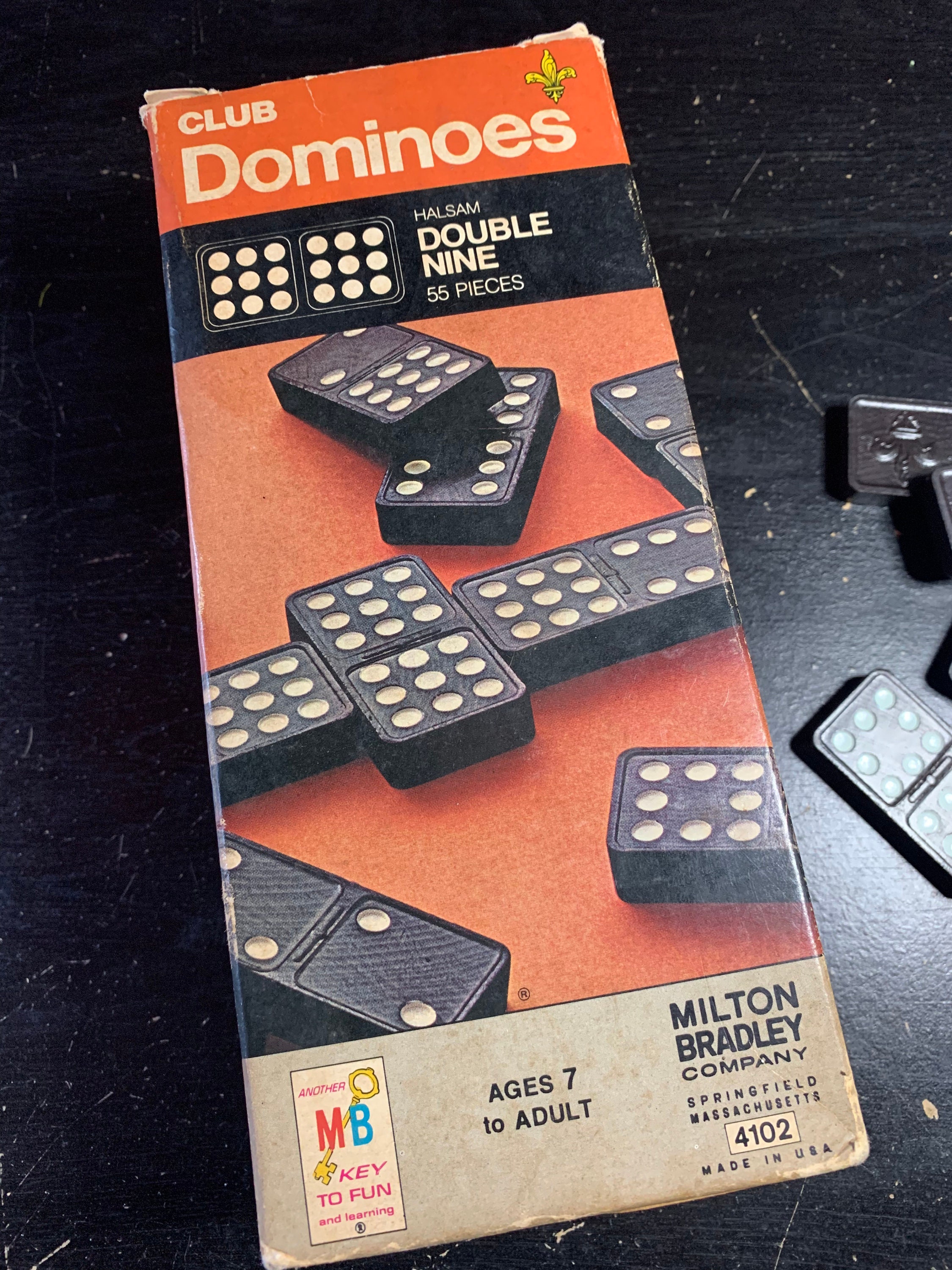 Club Dominoes by Milton Bradley, 1970 - Double Nine, 55 Pieces ...