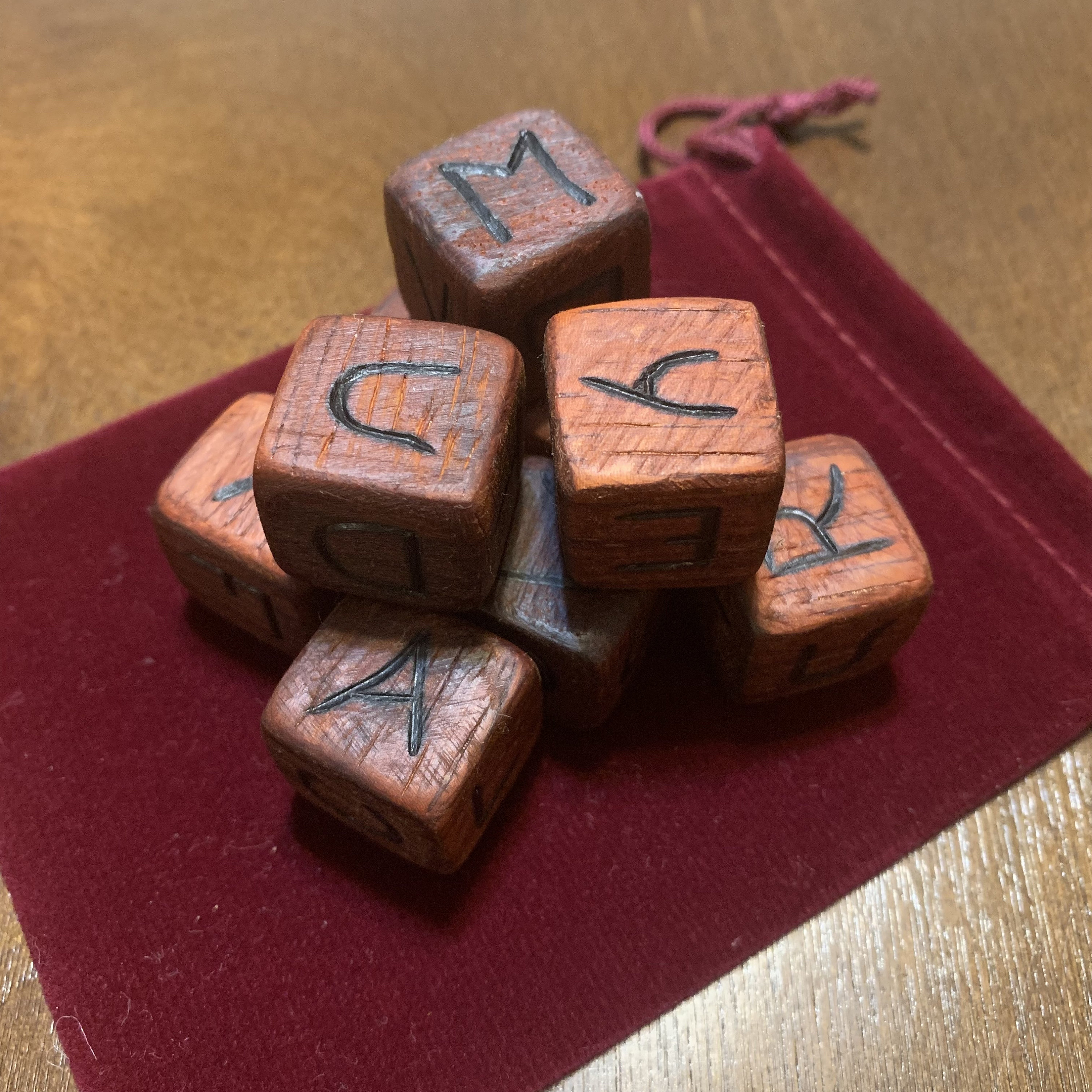 Spirit Dice W/ Pouch - Handmade, Padauk Wood W/ Burned Letters - Etsy