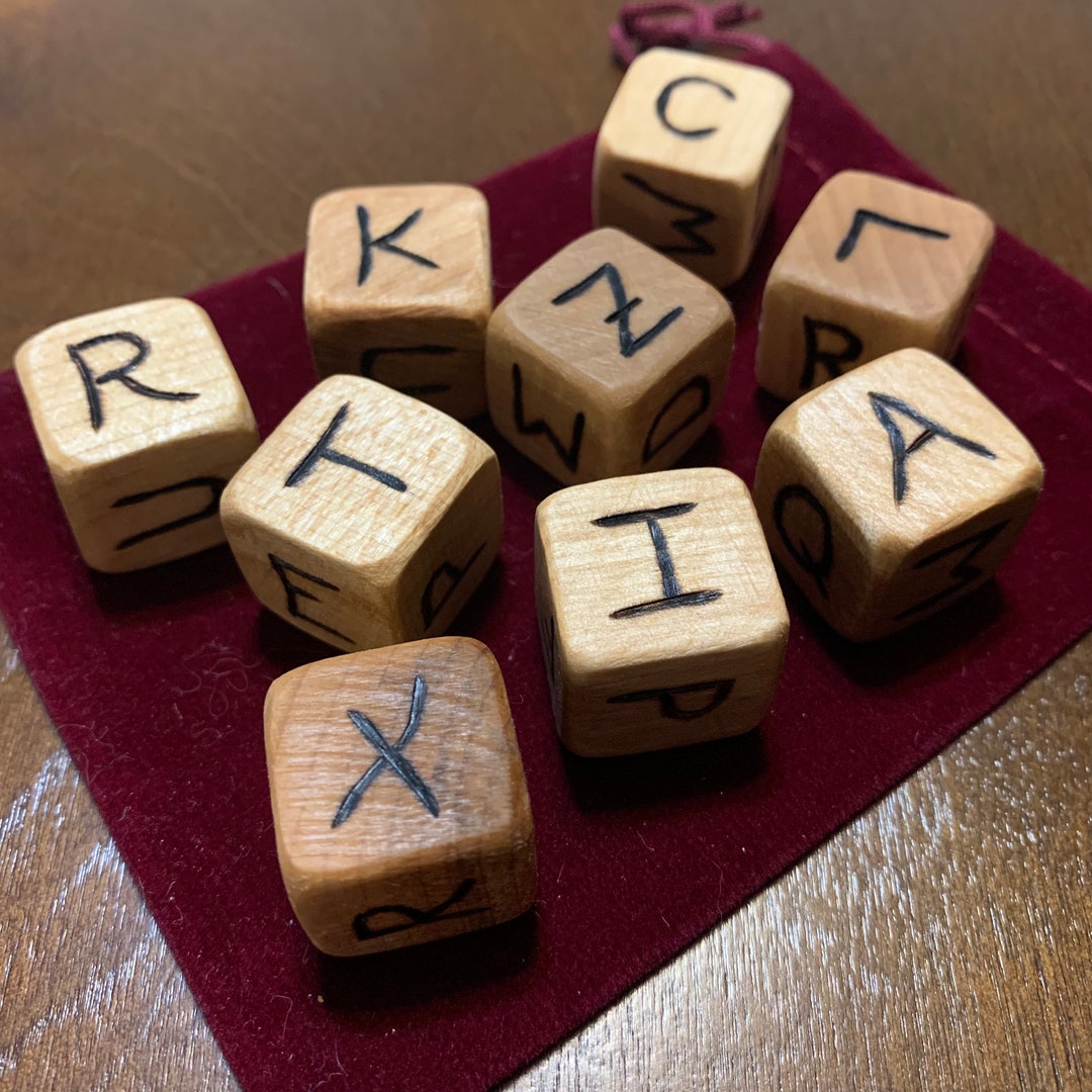 Spirit Dice W/ Pouch - Handmade, Maple Wood W/ Burned Letters - Etsy