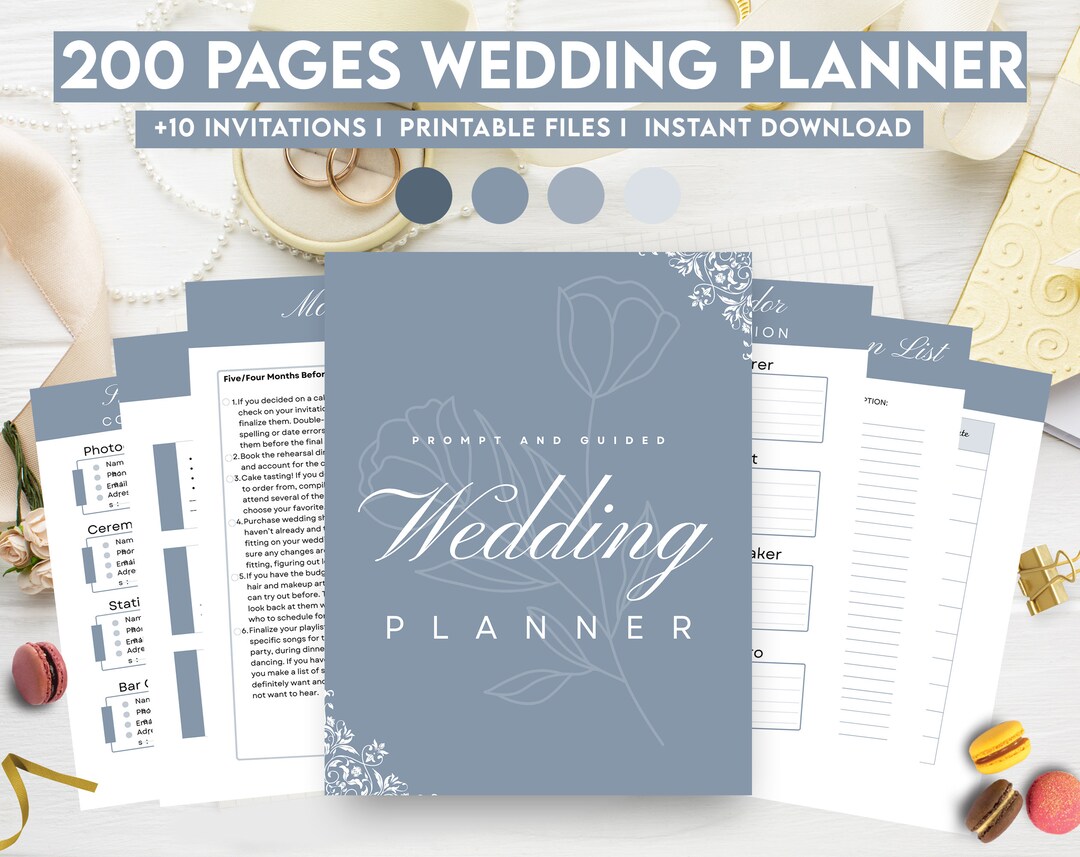 Dusty Blue Wedding Planner, Wedding Invitations, Wedding Printable - Etsy