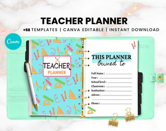 Colorful Teacher Planner Printable Lesson Planner Teacher - Etsy
