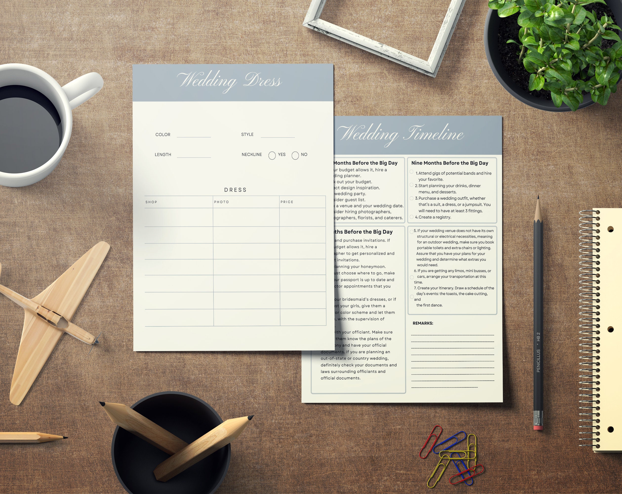 Dusty Blue Wedding Planner, Wedding Invitations, Wedding Printable - Etsy