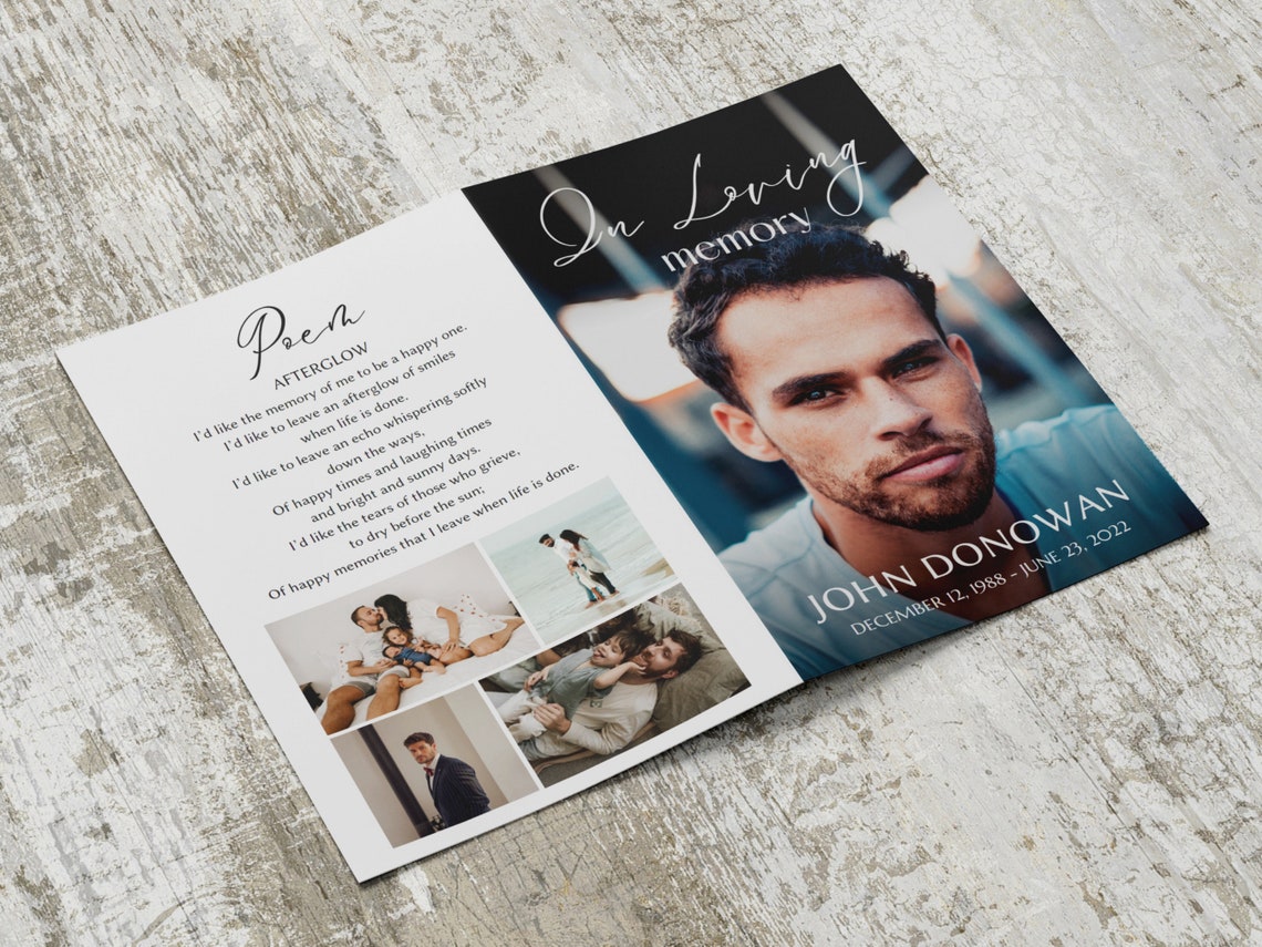 In Loving Memory Funeral Bi-fold Program Template, to Self Edit and ...