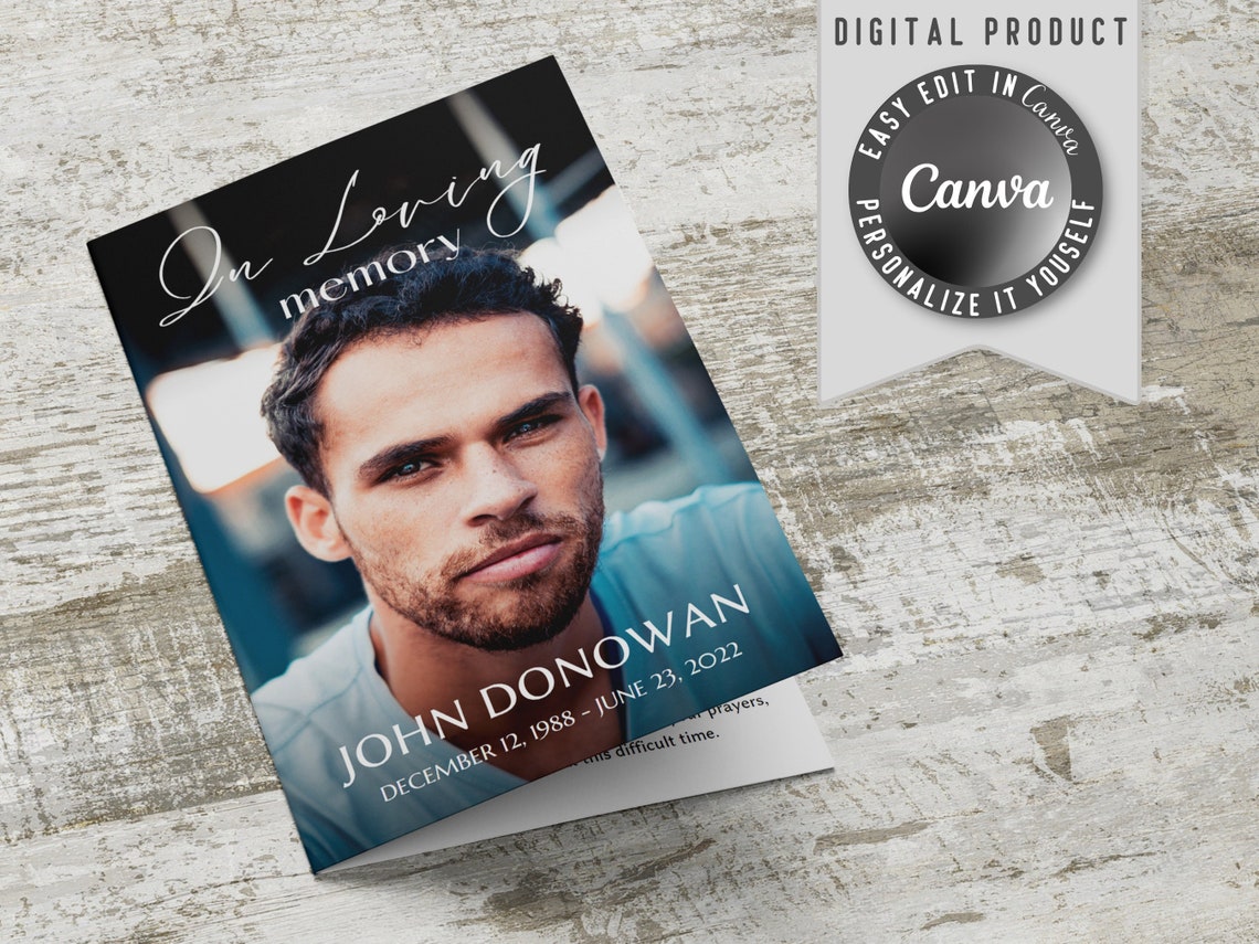 In Loving Memory Funeral Bi-fold Program Template, to Self Edit and ...